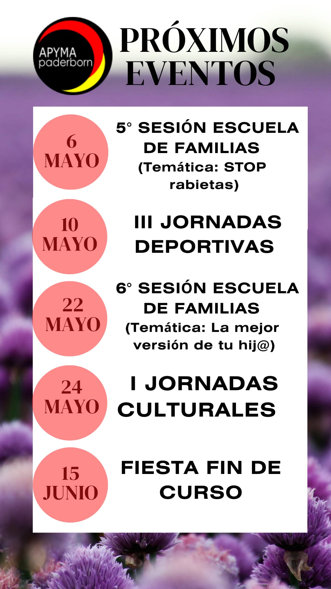 PRÓXIMOS EVENTOS - APYMA PADERBORN